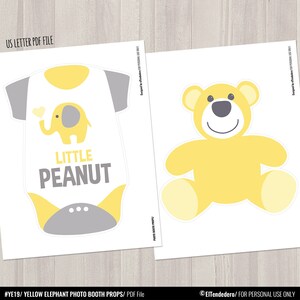 Baby Shower Photo Booth Props - Yellow Elephant Photo Props - Gender ...