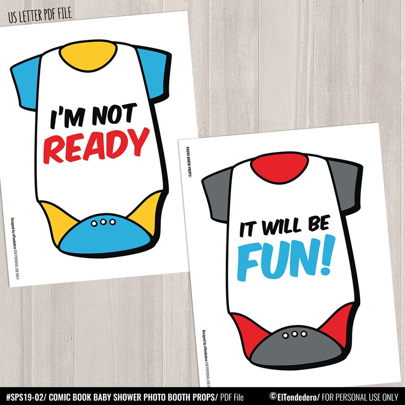 Funny Baby Shower Photo Booth Props Package. Comic Book | Etsy