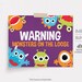 Monster Warning Sign. Printable Kids Birthday Party Sign. Funny Baby ...