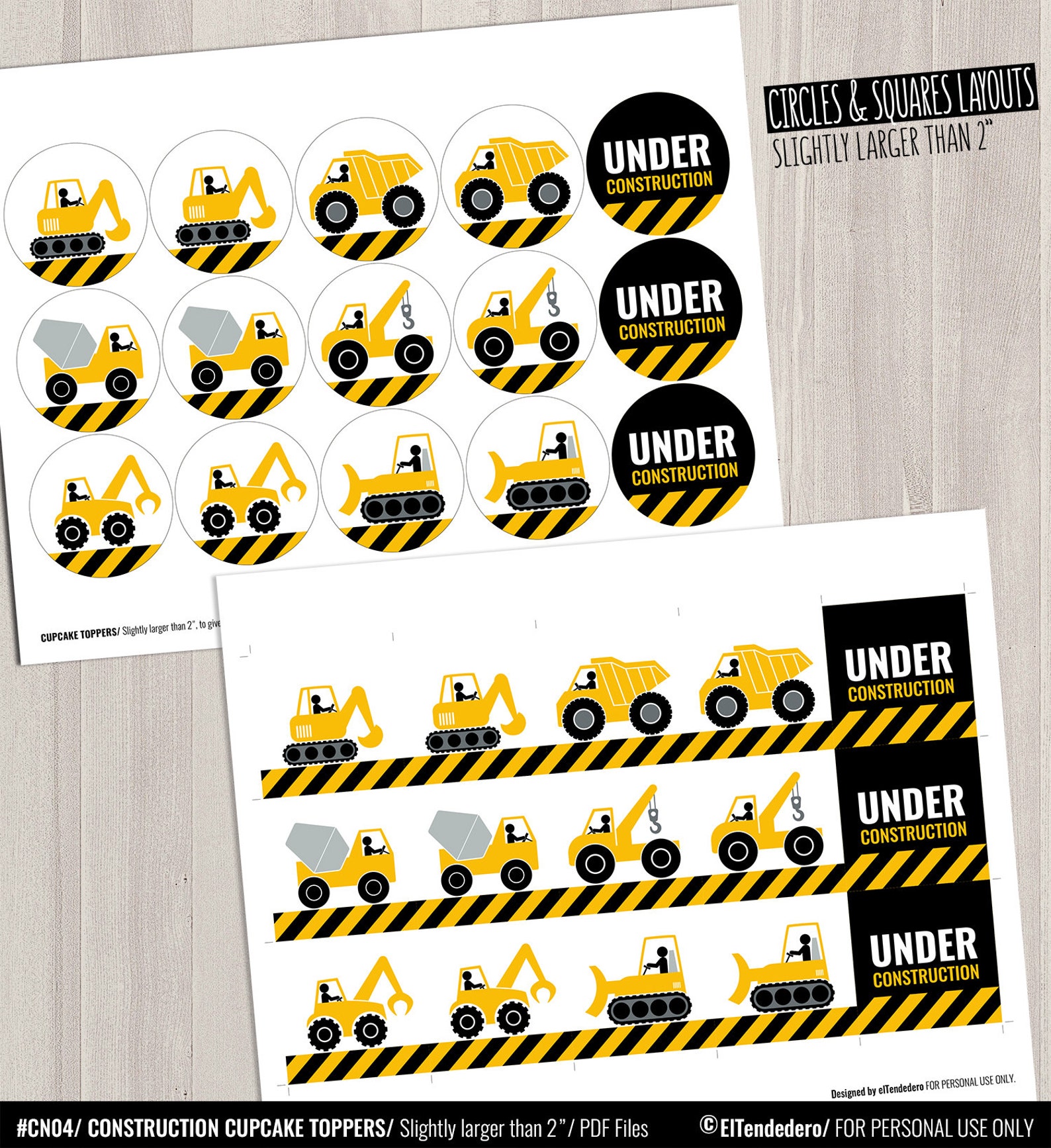 Construction Cupcake Toppers. Printable Cupcake decor. Dessert | Etsy