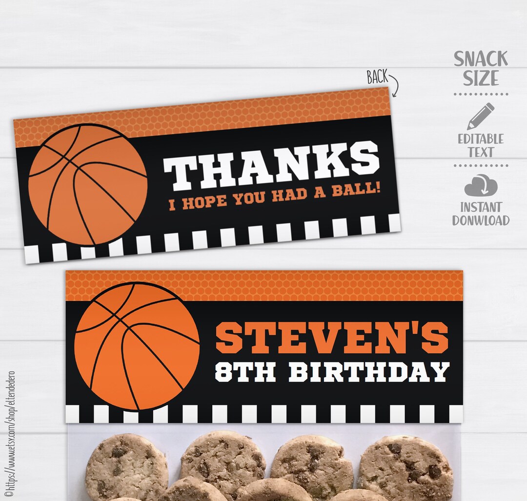 Basketball Bag Toppers. Kids Birthday Treat Bag Toppers. Printable ...