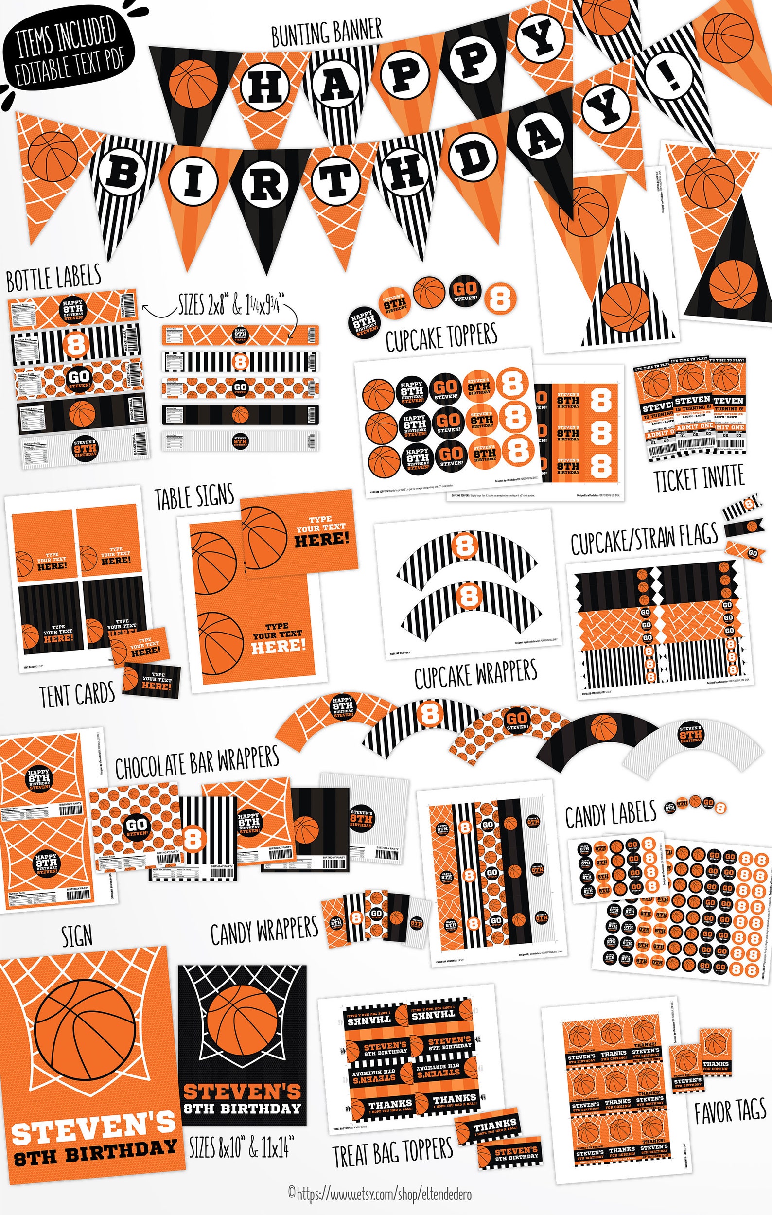 SELF EDITABLE Basketball Birthday Decorations Package. - Etsy