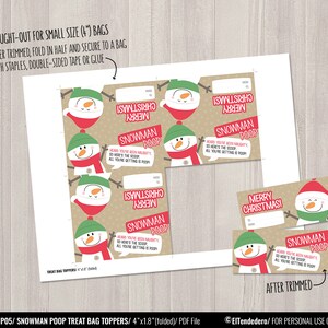 Snowman Poop Bag Toppers. Printable Kids Christmas Treat - Etsy Australia