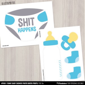Funny Baby Shower Photo Booth Props. Blue and Grey Photo Props - Boy ...