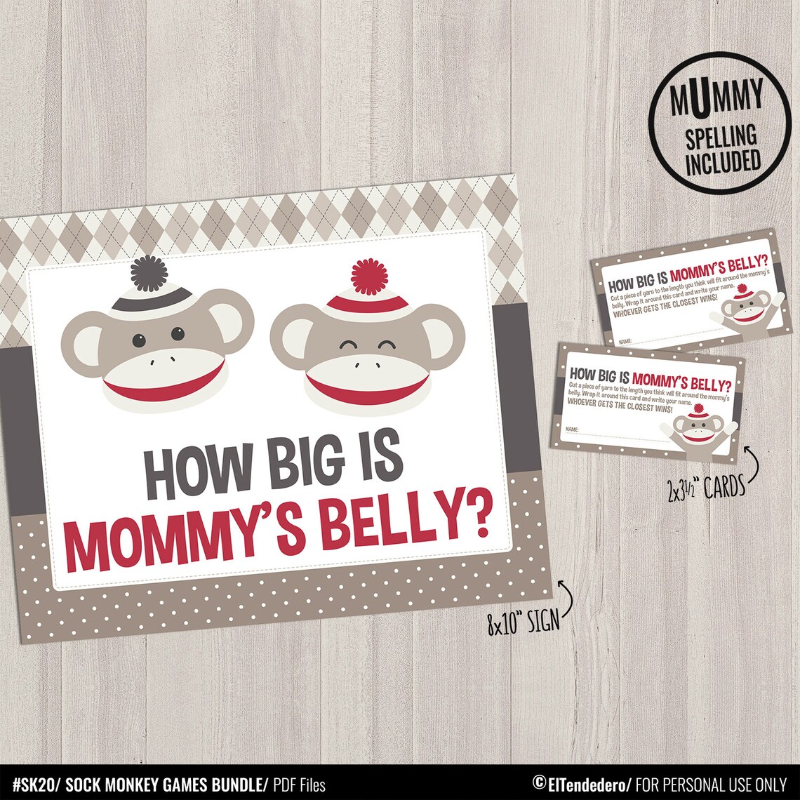 Sock Monkey Baby Shower Games Package Printable Game Cards - Etsy