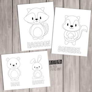 PRINTABLE Woodland Coloring Pages. Kids Party Games Forest Birthday ...