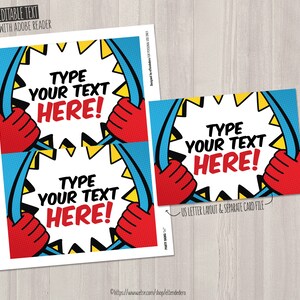 Superhero Table Signs Editable Place Cards Buffet Cards Printable Food ...
