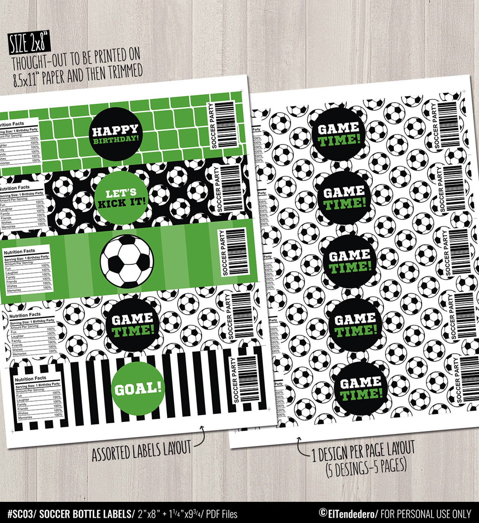 Soccer Water Bottle Labels. Sports Party Labels. Printable Birthday ...