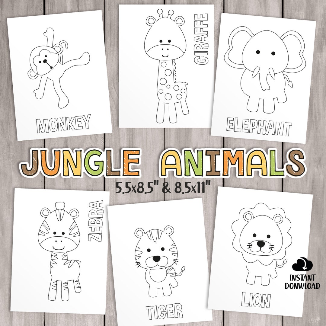 PRINTABLE Safari Coloring Pages. Kids Party Games, Jungle Birthday ...