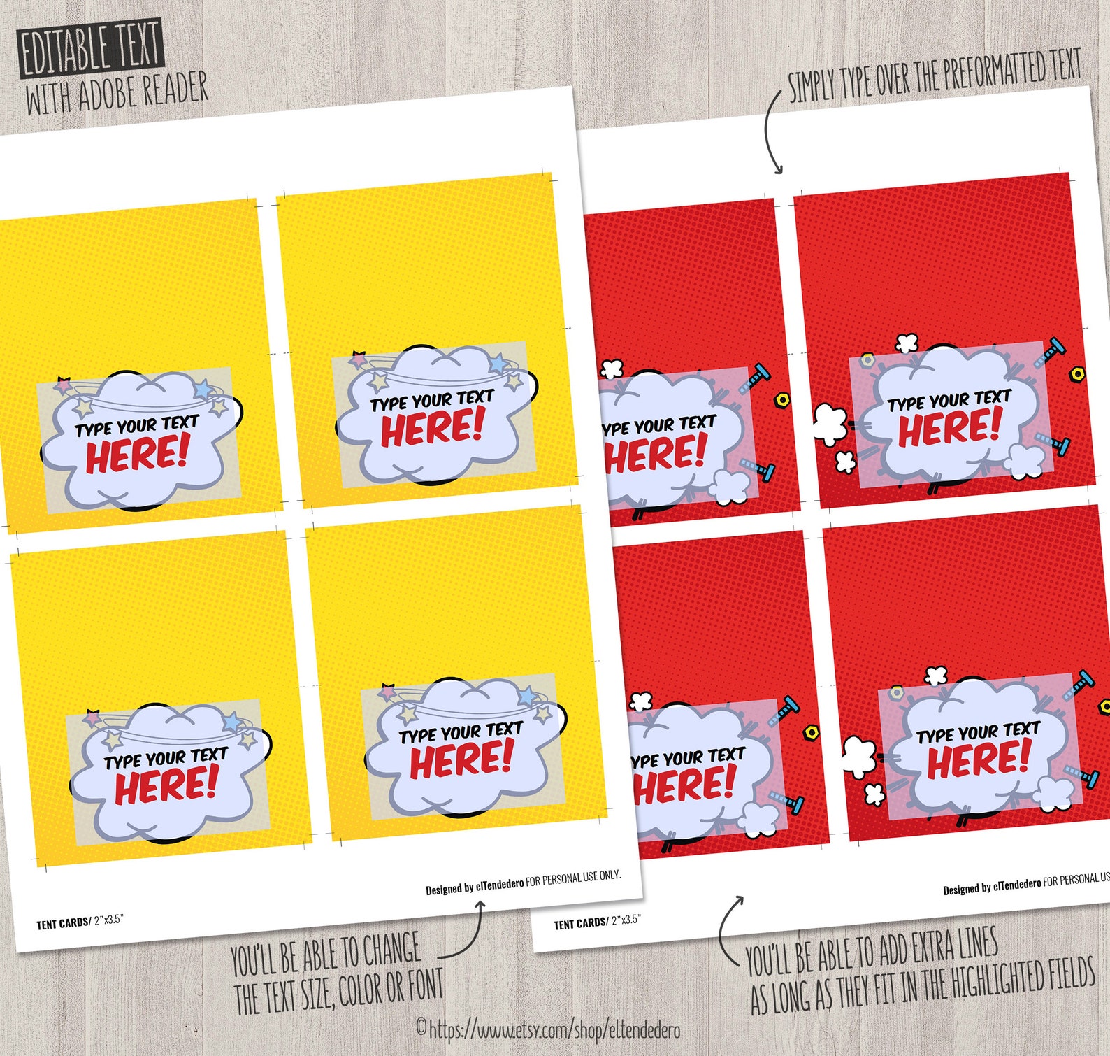 Superhero Place Cards. Editable Buffet Cards. Food Tent Cards. | Etsy