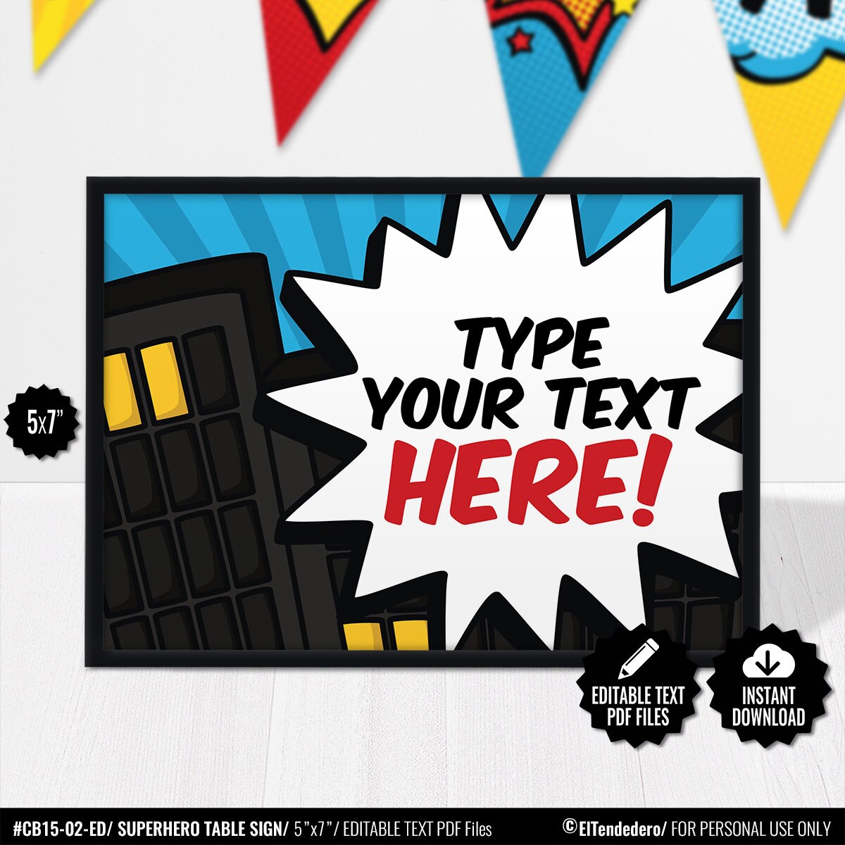 Superhero Table Signs Editable Place Cards Buffet Cards | Etsy