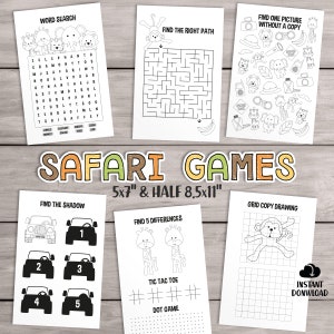 PRINTABLE Safari Kids Party Games, Jungle Coloring Pages, Birthday ...
