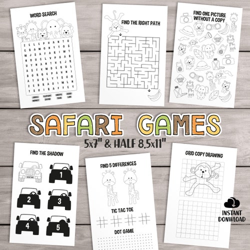PRINTABLE Safari Coloring Pages. Kids Party Games Jungle - Etsy