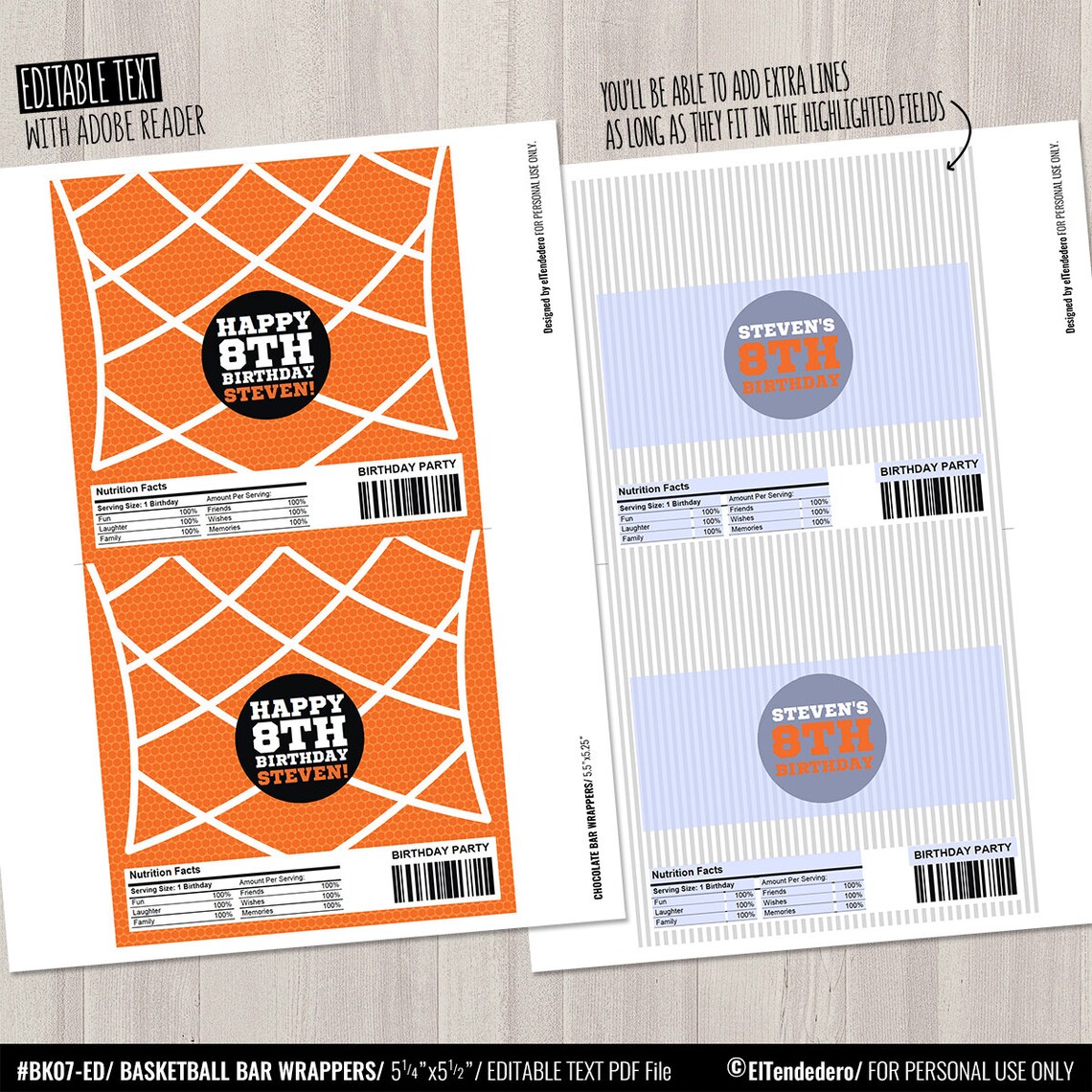 Basketball Chocolate Bar Wrappers. Birthday Chocolate Bar | Etsy