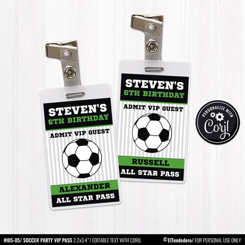 Soccer Party All Star Pass Printable Insert design 2 - Etsy
