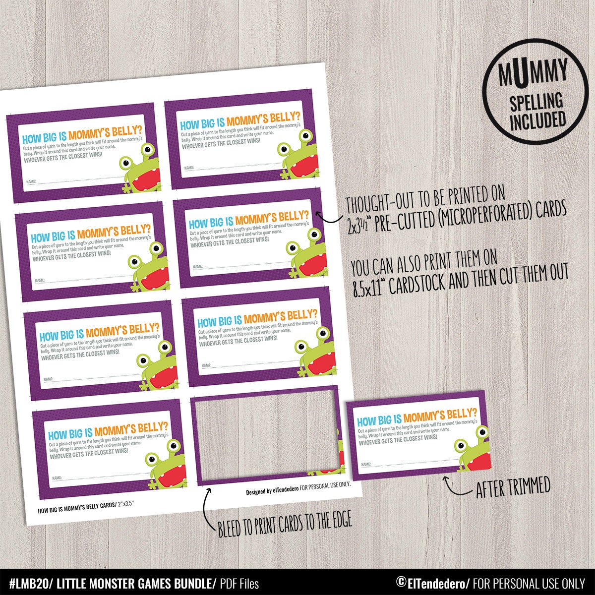 Little Monster Baby Shower Games Package Printable Game | Etsy