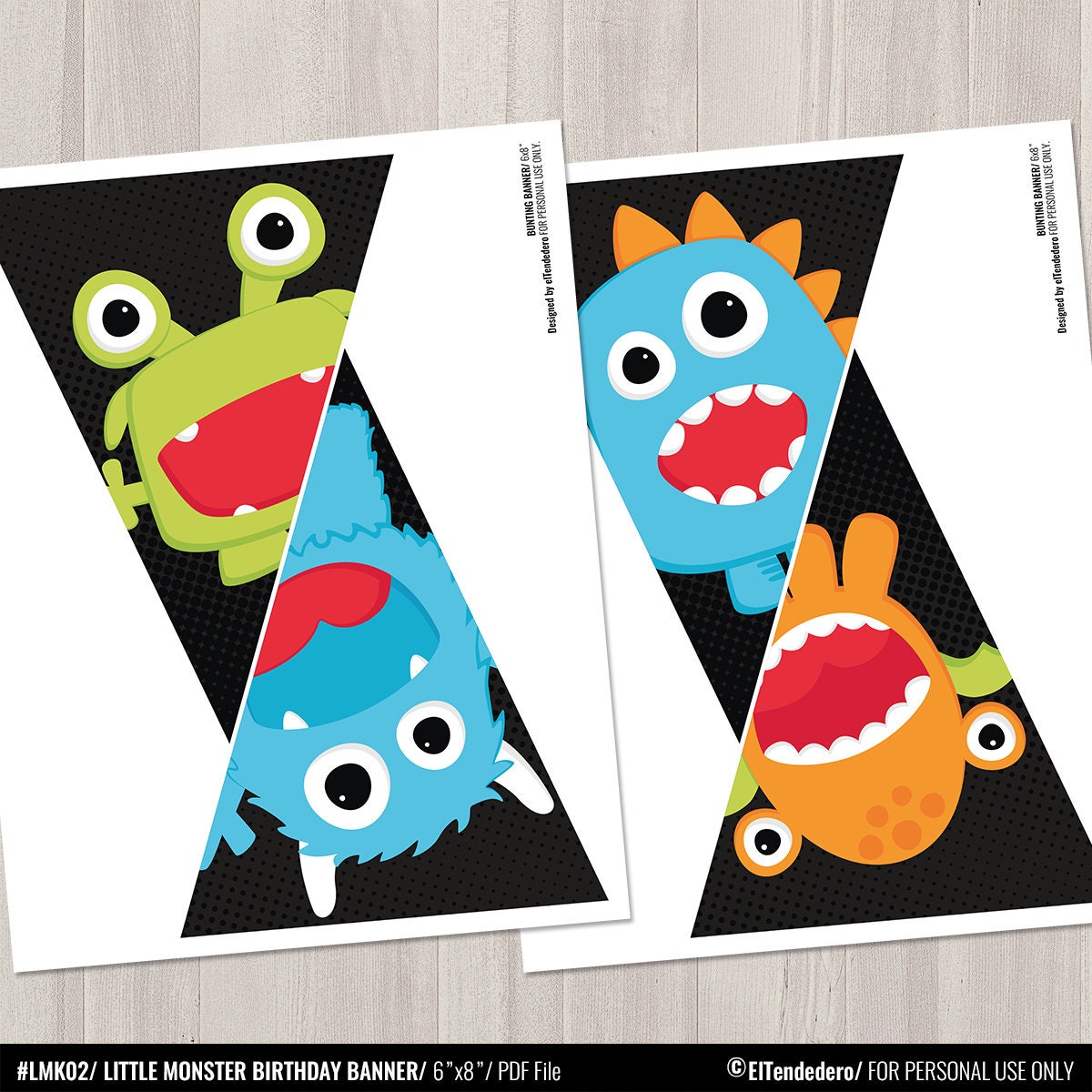 Banderines Cumpleaños Monstruos Niños. Guirnalda Monstruitos - Etsy España