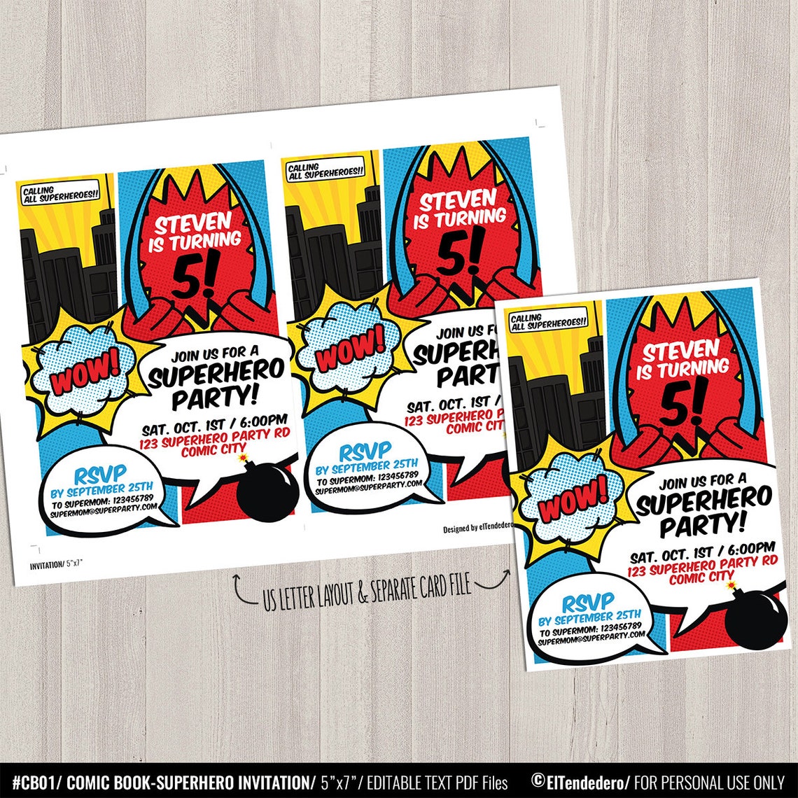 Superhero Invitation Template. Printable Superheroes Comic | Etsy