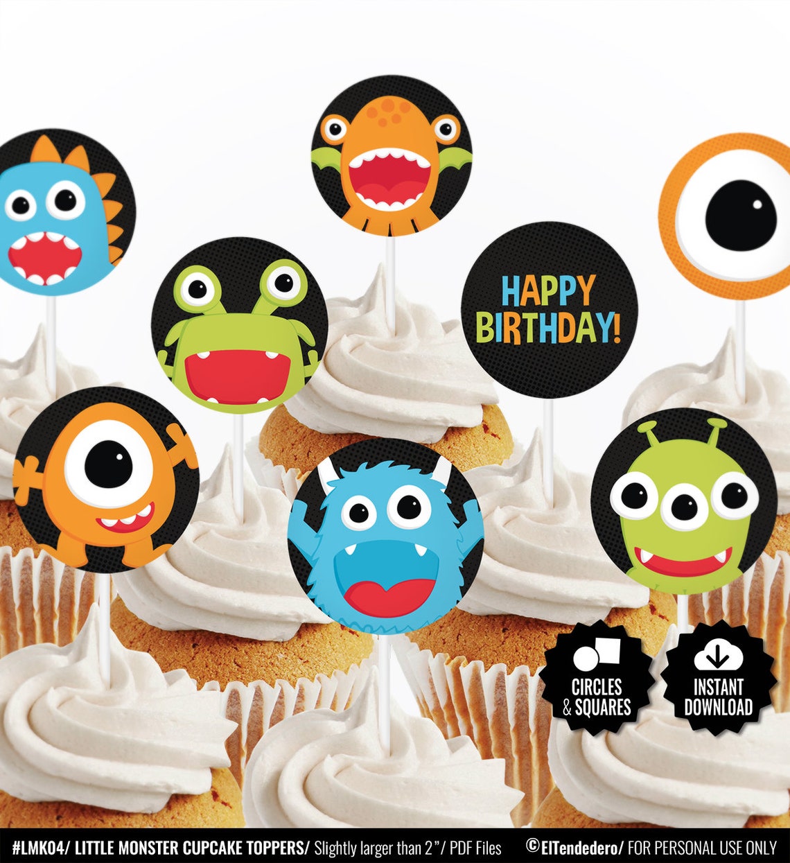 Little Monster Cupcake Toppers. Printable Cupcake Decor. - Etsy Australia