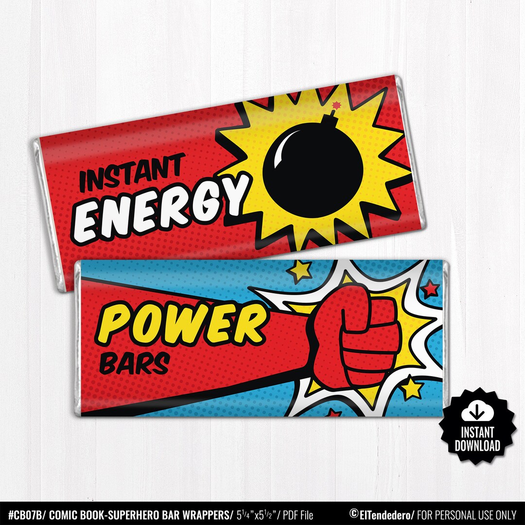 Superhero Chocolate Bar Wrappers. Baby Shower - Birthday Chocolate Bar ...
