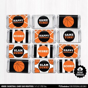 Basketball Mini Candy Bar Wrappers. Mini Chocolate Bar Wraps. Printable ...