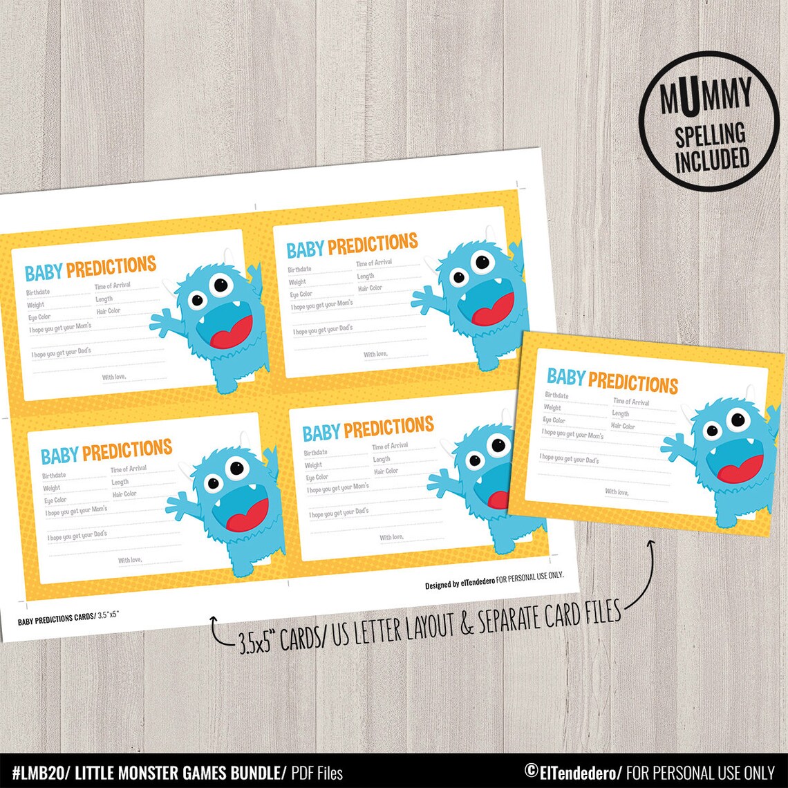 Little Monster Baby Shower Games Package Printable Game - Etsy