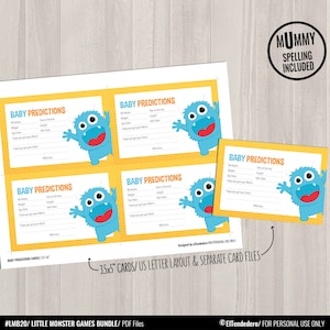 Little Monster Baby Shower Games Package - Printable Game Cards - Funny ...