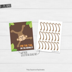 Pin the Tail on the Monkey, Safari Kids Party Games. Jungle Birthday ...