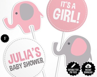 Elephant Baby Shower Centerpiece Elephant Party Decor Elephant Cupcake ...