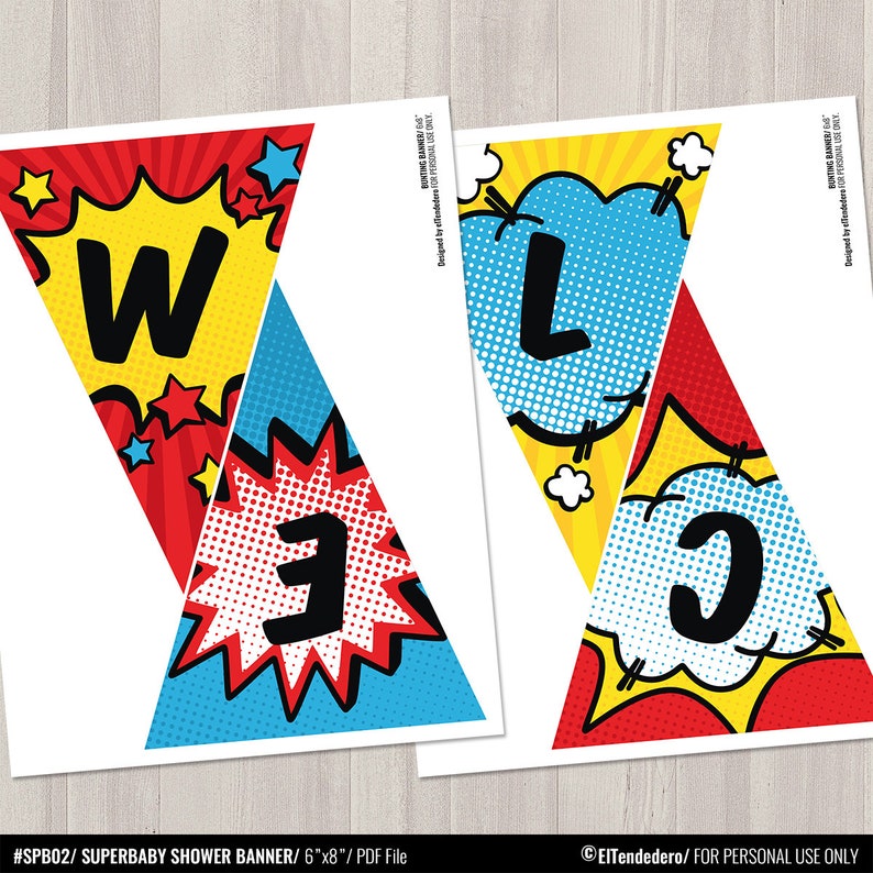 Superhero Baby Shower Banner. Comic Book Theme Bunting Banner. - Etsy