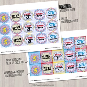 SELF EDITABLE Superhero Cupcake Toppers. Printable Cupcake Decor ...