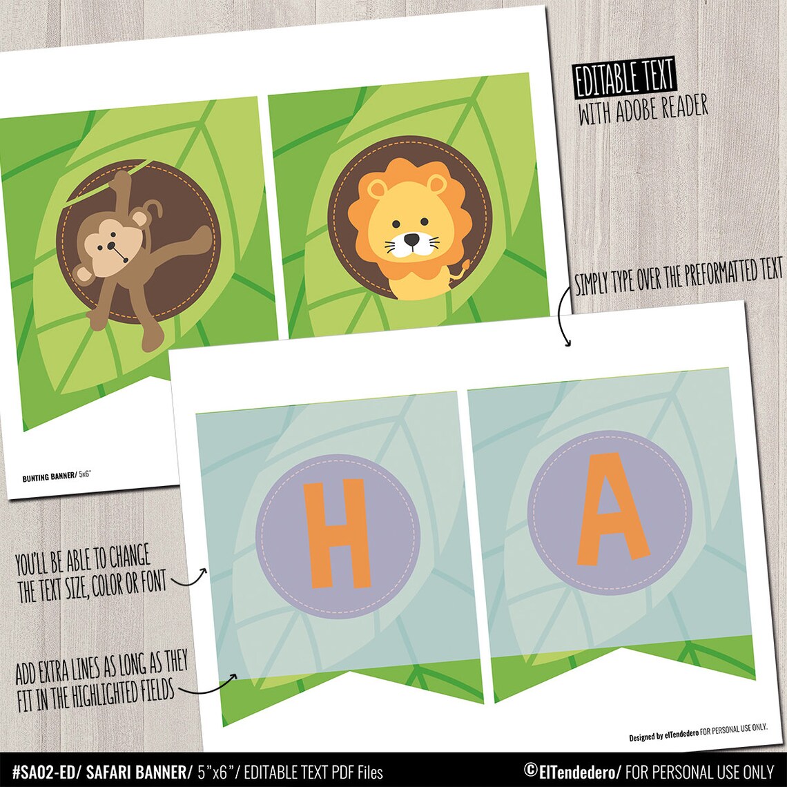 Safari Birthday Banner Jungle Theme Bunting Banner | Etsy