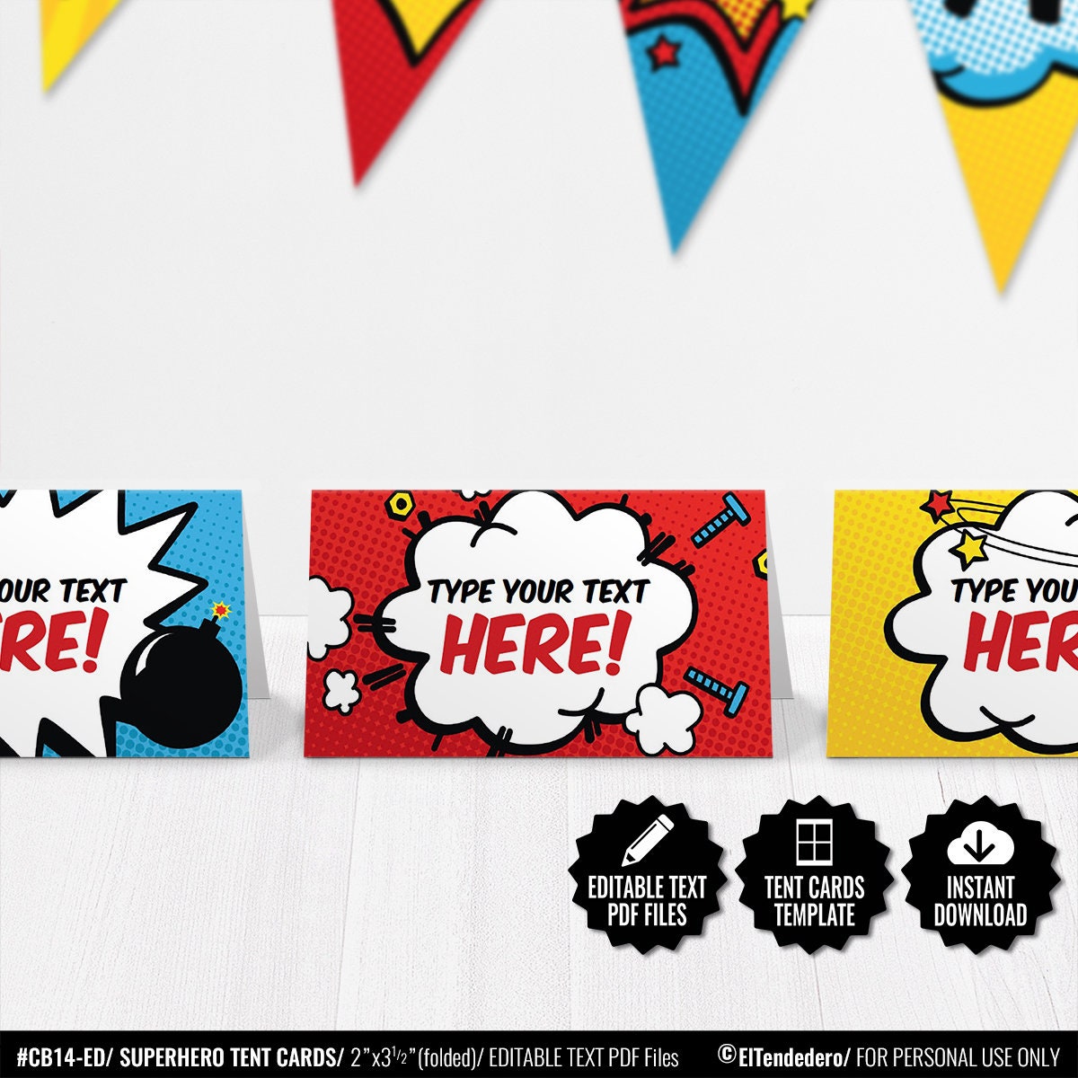 Superhero Place Cards. Editable Buffet Cards. Food Tent Cards. | Etsy