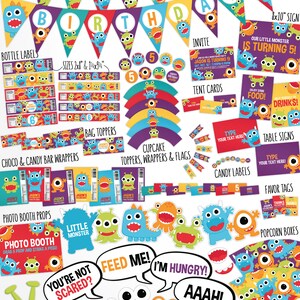 SELF EDITABLE Little Monster Birthday Decorations Package. Printable ...