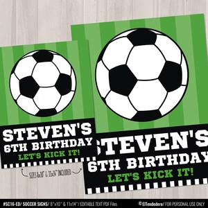 SELF EDITABLE Soccer Sign. Printable Kids Birthday Party Sign. Football ...