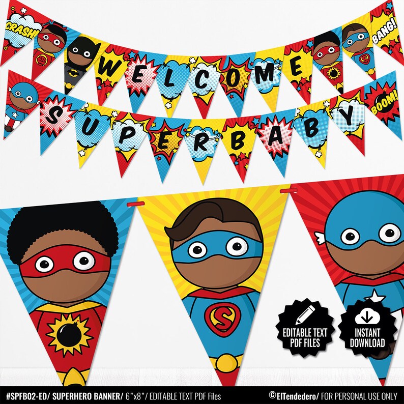 SELF EDITABLE/ African American Superhero Banner. Comic Book - Etsy