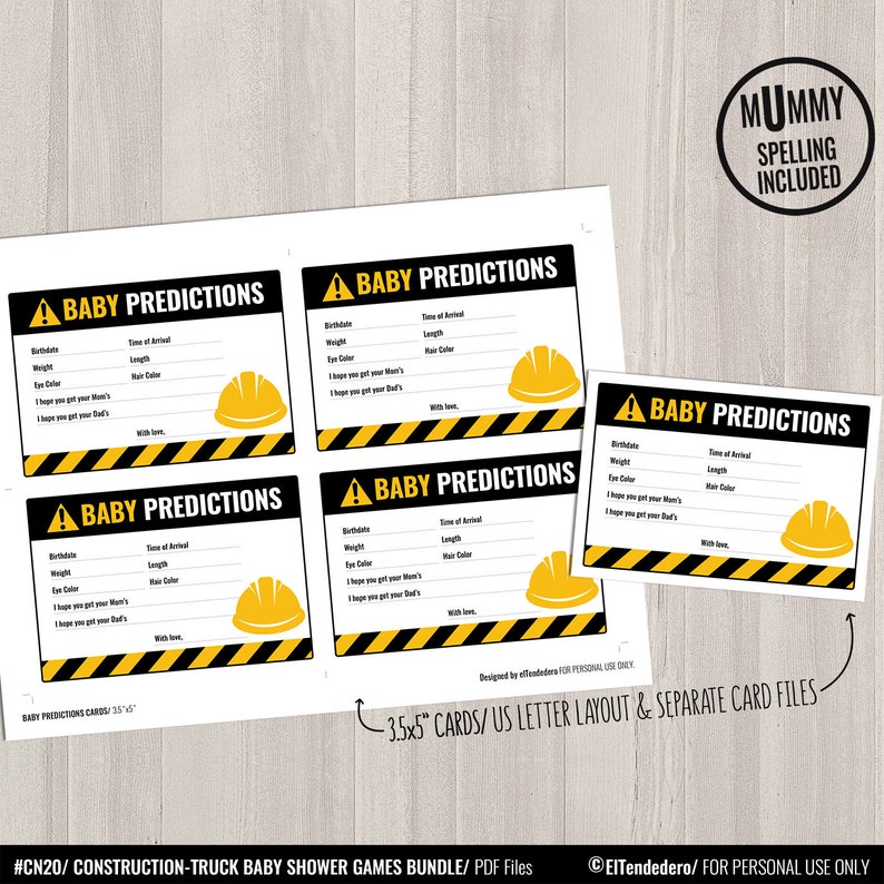 Baby Shower Games Package Printable Under Construction Game | Etsy