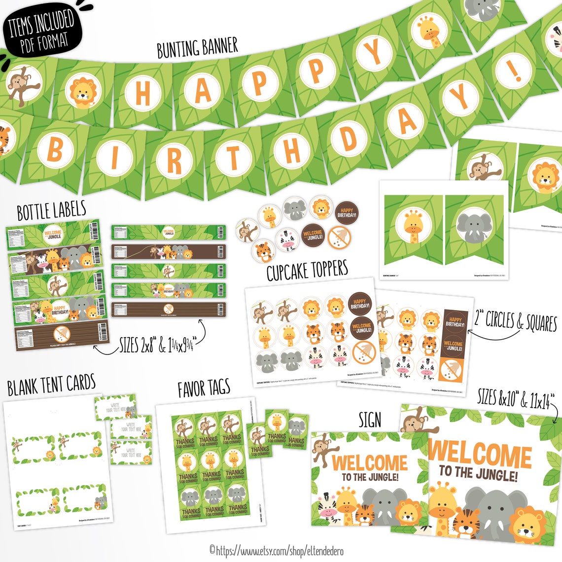 Safari Birthday Decorations Package. Printable Jungle Theme | Etsy