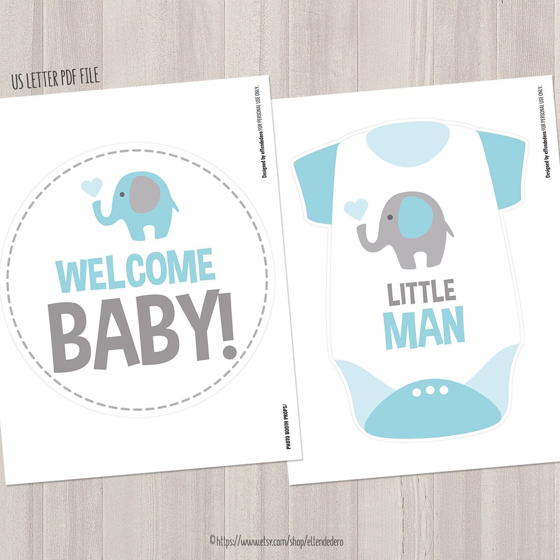 Baby Shower Photo Booth Props Blue Elephant Photo Props | Etsy