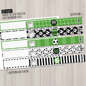 SELF EDITABLE Soccer Water Bottle Labels. Sports Party Labels ...