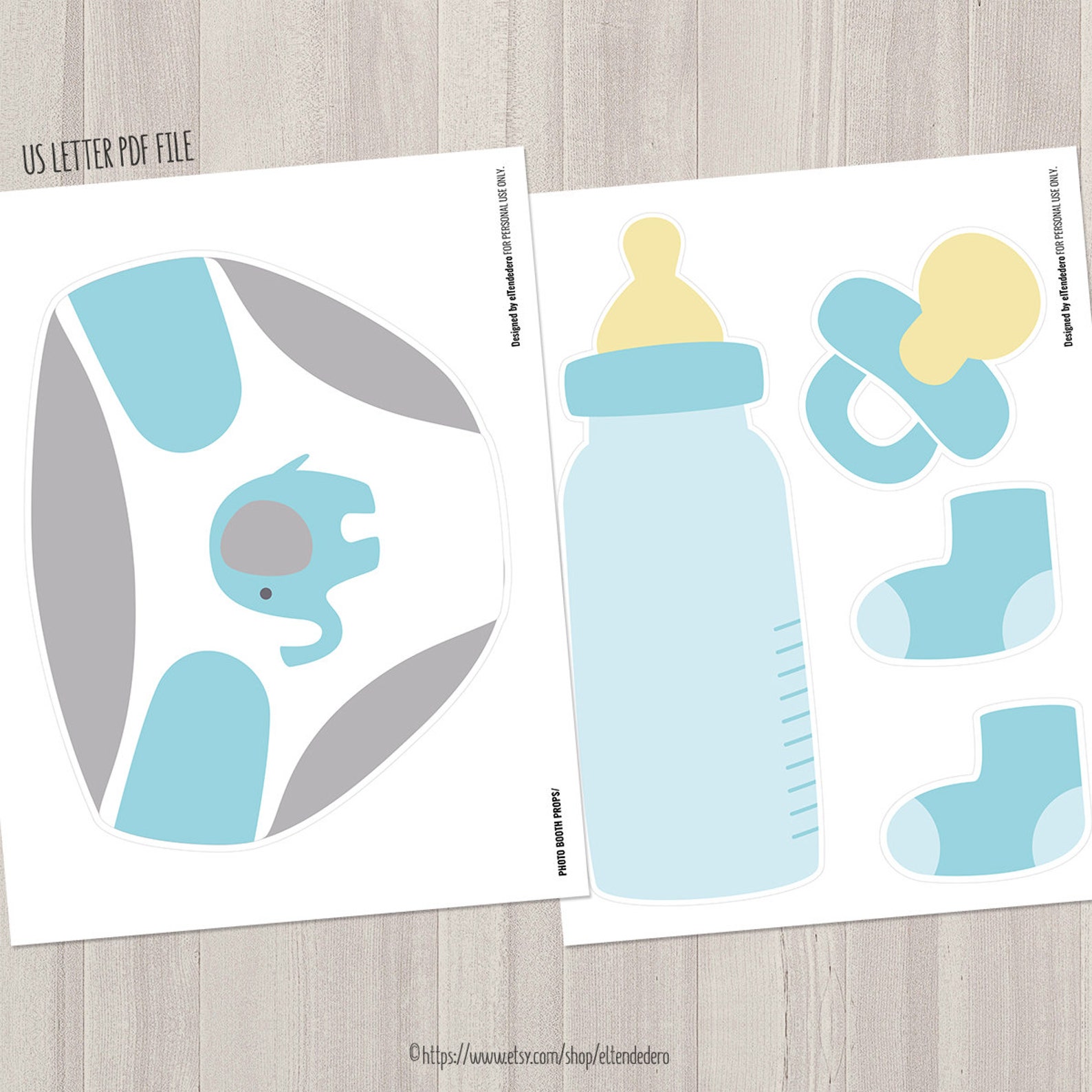 Baby Shower Photo Booth Props Blue Elephant Photo Props | Etsy