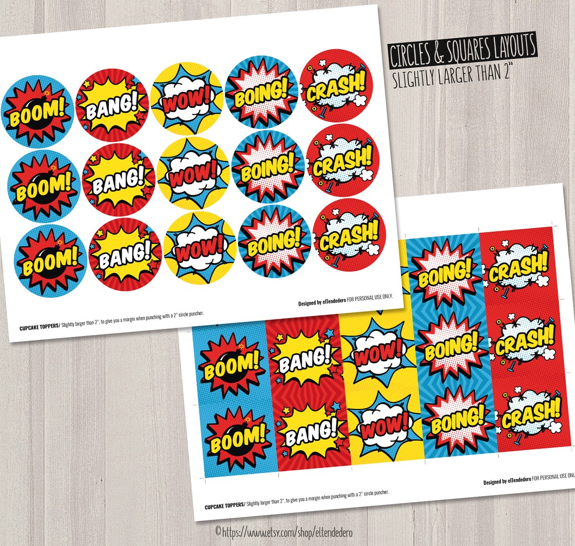 Superhero Cupcake Toppers. Printable Cupcake Decor. Dessert - Etsy