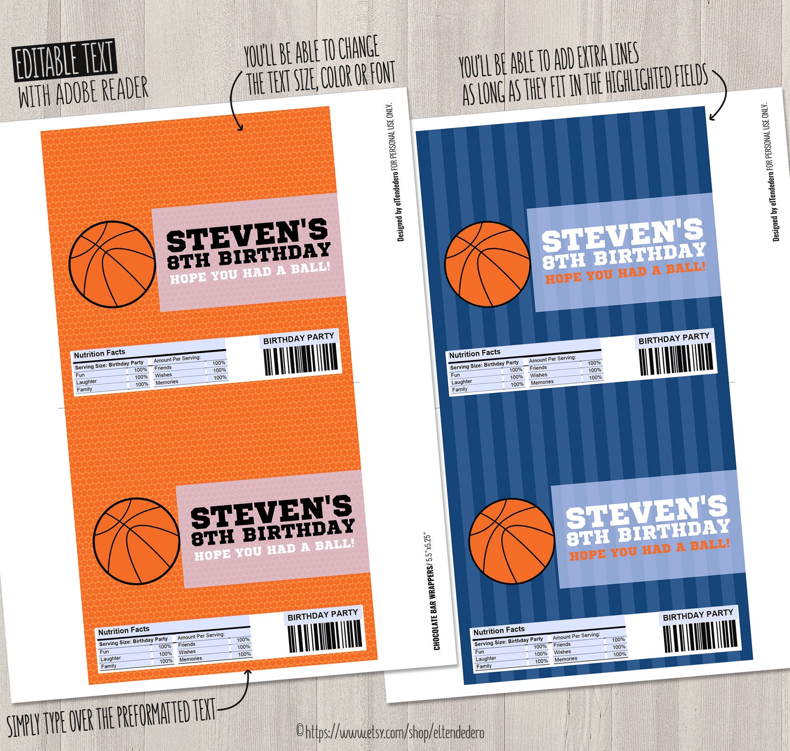 Basketball Chocolate Bar Wrappers. Birthday Chocolate Bar | Etsy