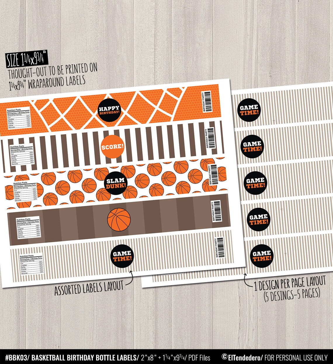 Basketball Water Bottle Labels. Sports Party Labels. Printable - Etsy