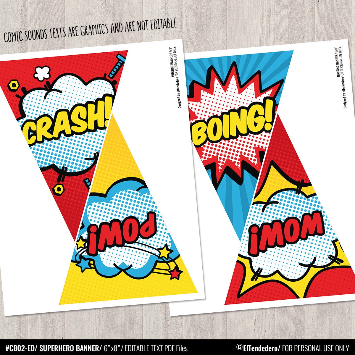EDITABLE/ Banderines Superhéroes. Guirnalda Cómic Fiesta - Etsy España