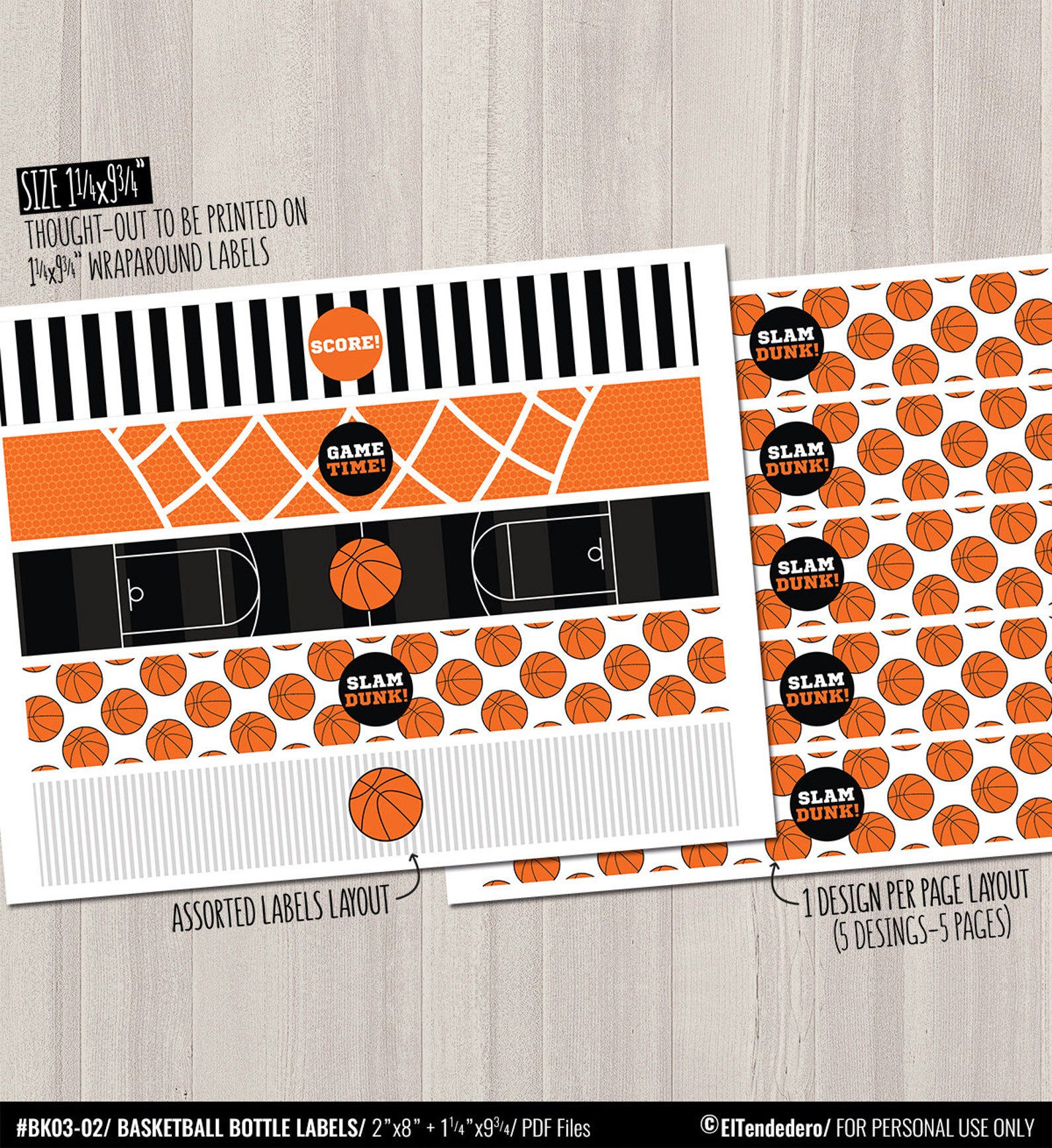 Basketball Water Bottle Labels. Sports Party Labels. Printable Birthday ...