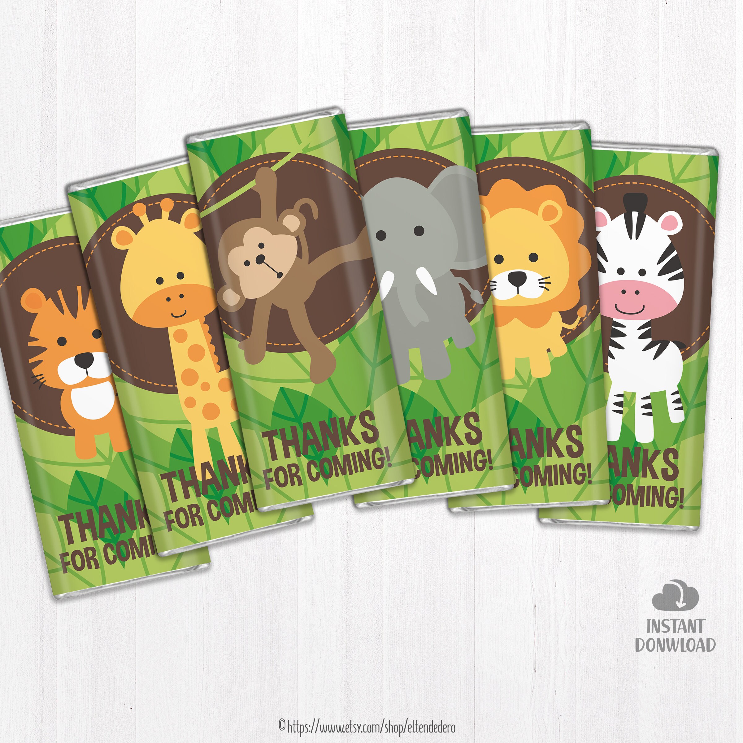 Safari Chocolate Bar Wrappers. Birthday Chocolate Bar Wraps. | Etsy