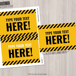 SELF EDITABLE Construction Table Signs - Place Cards - Buffet Cards ...