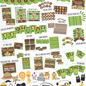 SELF EDITABLE Safari Birthday Decorations Package. Printable Jungle ...
