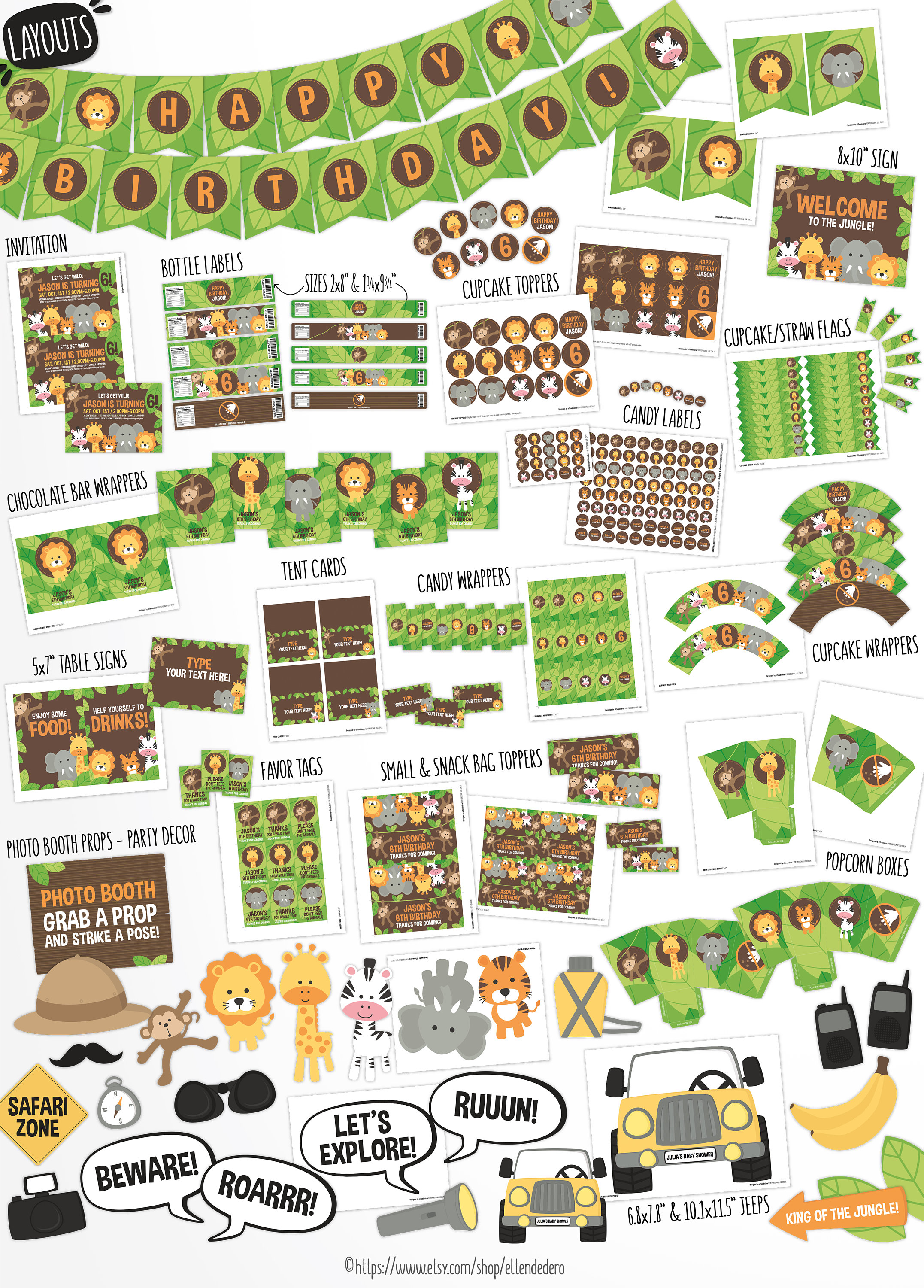 SELF EDITABLE Safari Birthday Decorations Package. Printable - Etsy